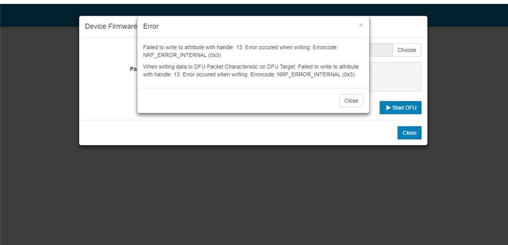 DFU Fails With Error Code NRF ERROR INTERNAL 0x3 Nordic Q A