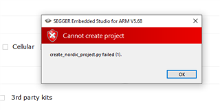 Segger Embedded Studio NRF Connect SDK Create Nordic Project Py