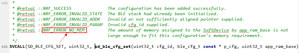 Nrf Error No Mem Sd Ble Cfg Set Ble Conn Cfg Gap Nordic Qanda Nordic Devzone Nordic Devzone