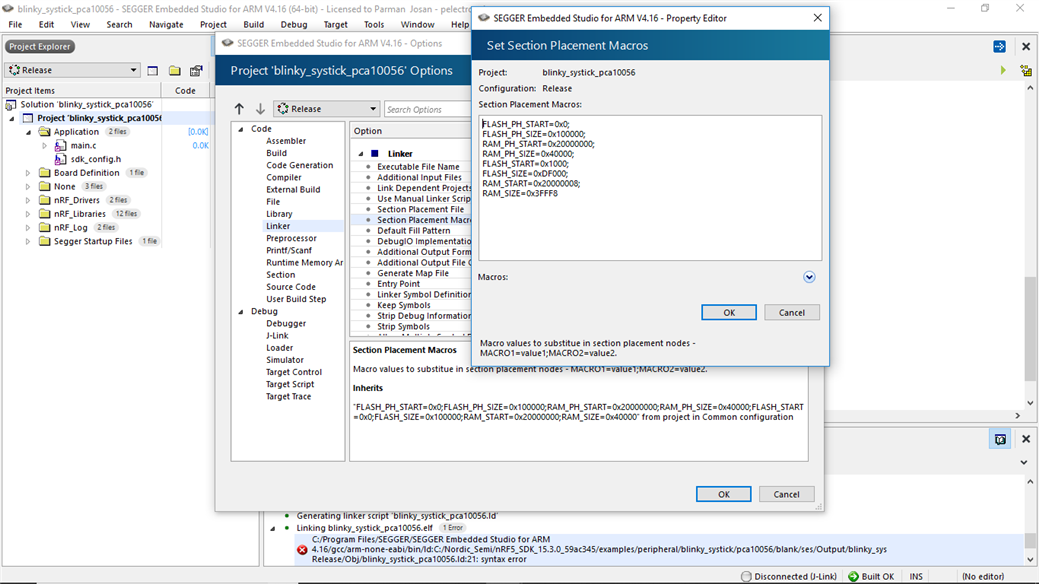 Error In Adapting Sdk Projects For The Nrf52840 Dongle Nordic Qanda Nordic Devzone Nordic 2468