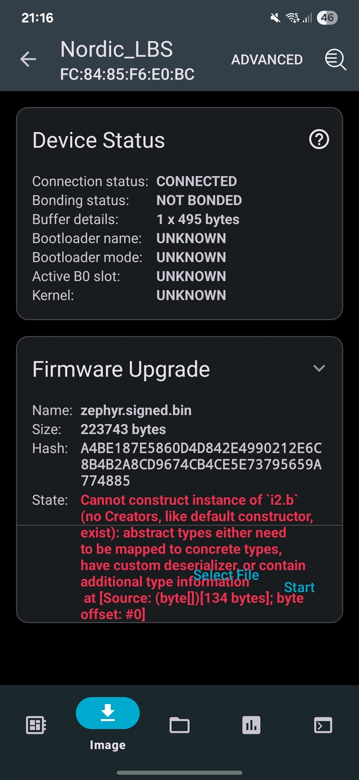Error during FOTA over BLE in Lesson 9, Exercise 5 of Intermediate nRF ...