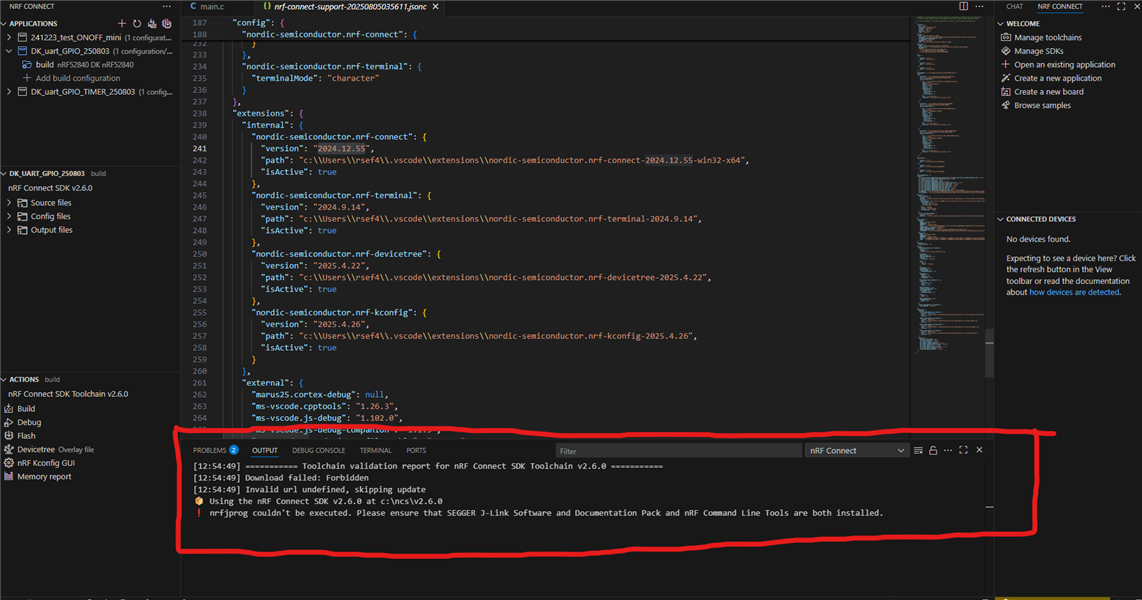 nRF52840 DK not showing up in nRF Connect for VS Code ("No devices found") - Nordic Q&A - Nordic ...