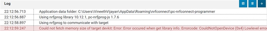 Error Could Not Fetch Memory Size Of Target Devkit Error Error Occured When Get Library Info