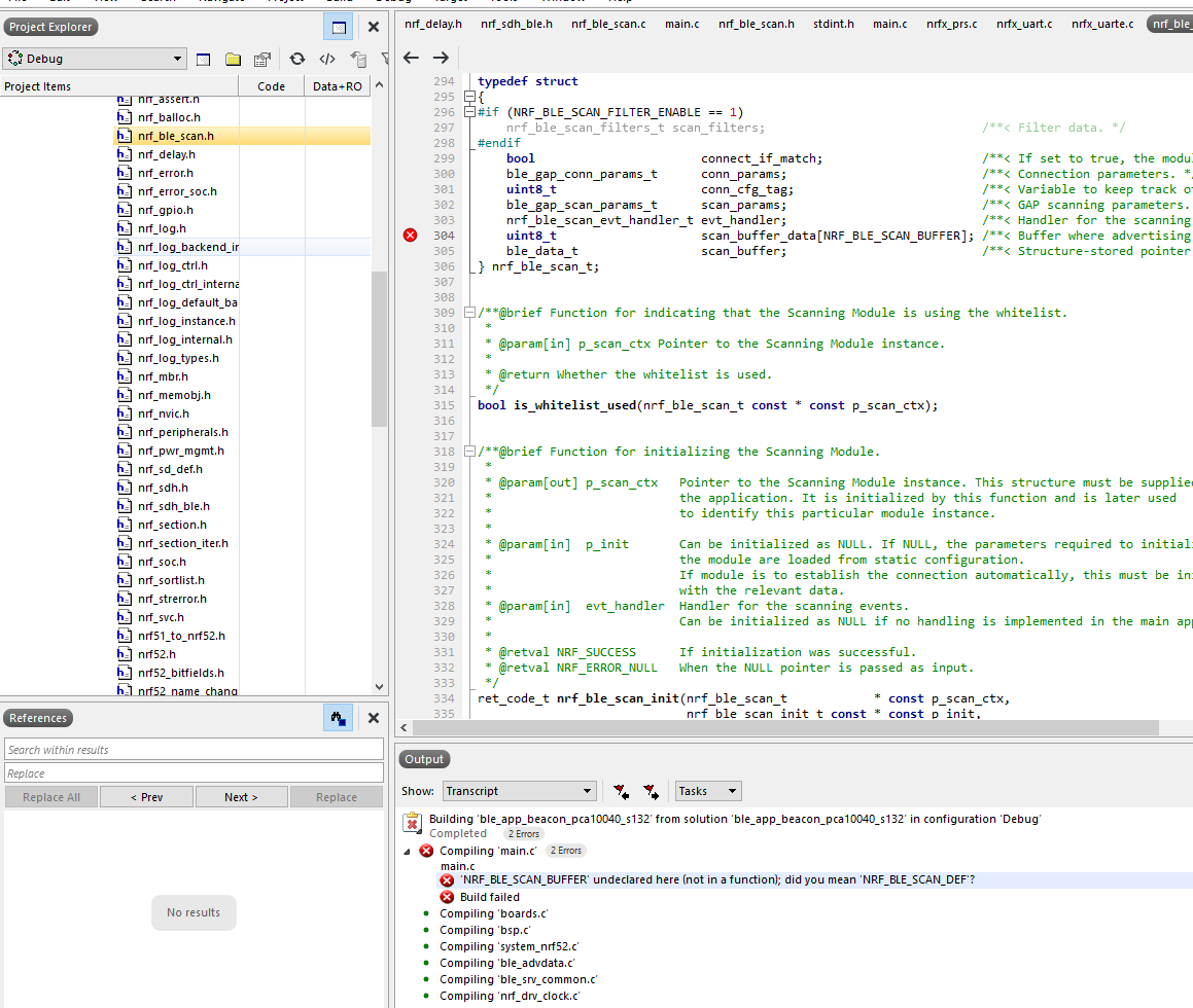 Nrfblescaninit Is Not Declared In My Project Nordic Qanda Nordic Devzone Nordic Devzone