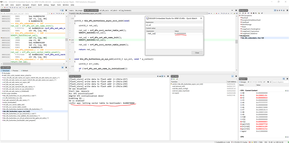 Dfu Svci Initialisation Crash When Adding Dfu Buttonless Service After Disabling And Re Enabling