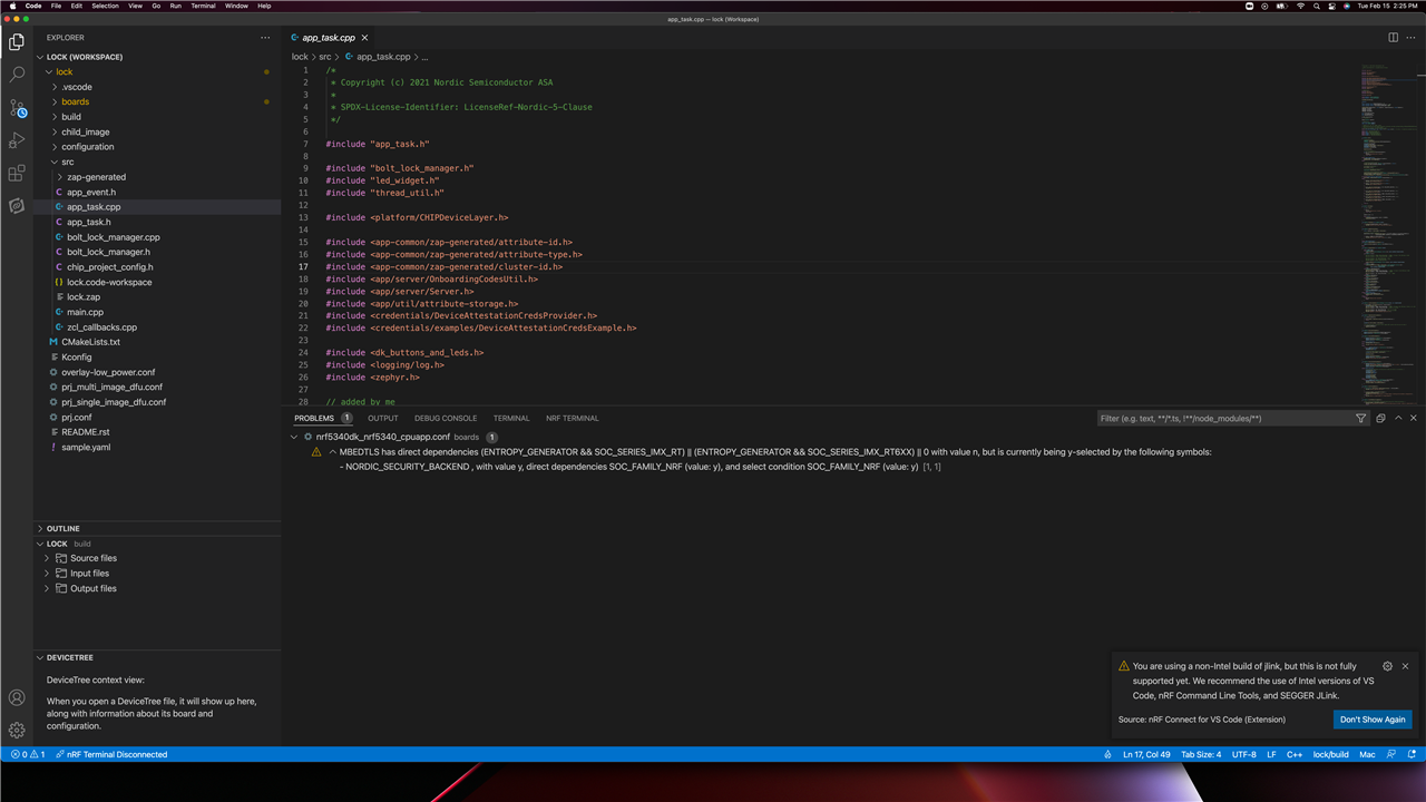 Matter Lock example - Nordic Q&A - Nordic DevZone - Nordic DevZone