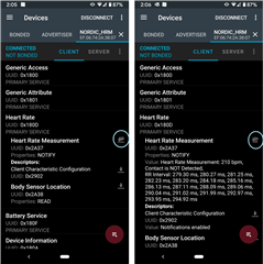 How to read the values for heart rate, battery services from the nRF Connect app? - Nordic Q&A ...