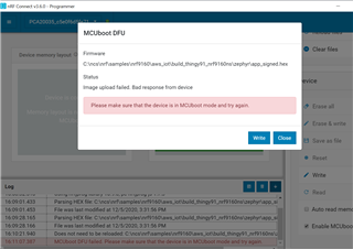 I can't program the Thingy:91 with AWS_IOT sample. - Nordic Q&A - Nordic DevZone - Nordic DevZone