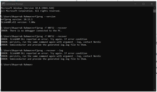 Could not fetch memory size of target devkit: Error: Error occured when get library info ...