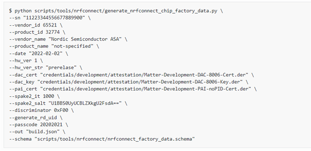 [Matter] Questions about Generating factory data - Nordic Q&A - Nordic DevZone - Nordic DevZone