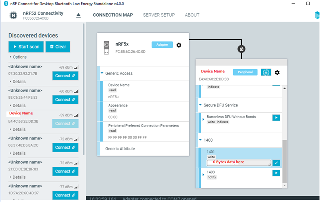 Write 6 Bytes Data Using Pc Ble Driver Py With Nrf52840 Dongle Nordic Qanda Nordic Devzone 