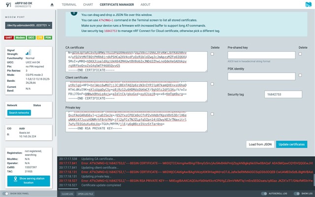 Question About updating the certificate on LTE Link monitor - Nordic Q&A - Nordic DevZone ...