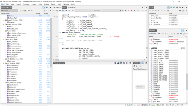 I want to change baudrate of uart at nRF52832 - Nordic Q&A - Nordic DevZone - Nordic DevZone