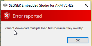 Porting from nRF52840 to nRF52811: "Cannot download multiple load files because they overlap ...