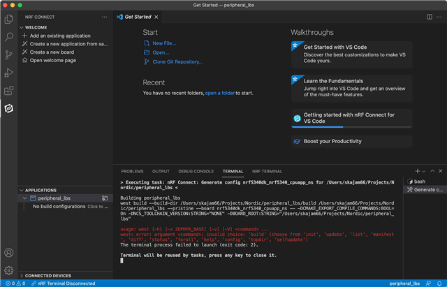 Problem building sample apps in VS Code for nRF5340 - Nordic Q&A - Nordic DevZone - Nordic DevZone