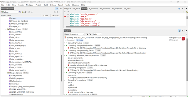 The SES project of thingy52 sdk is built failed - Nordic Q&A - Nordic DevZone - Nordic DevZone