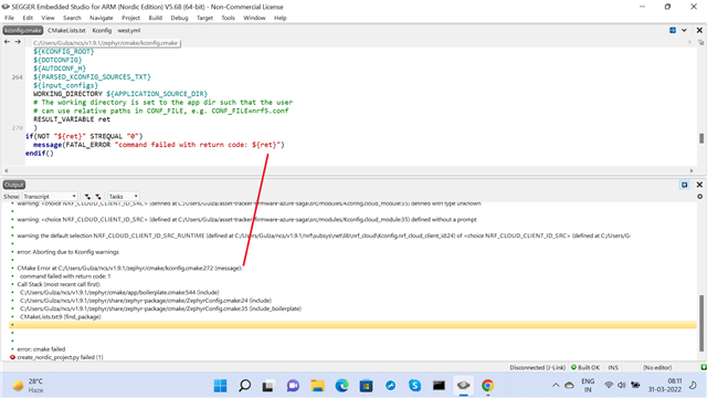 Cmake Error In A Project Downloaded From Git Nordic Qanda Nordic Devzone Nordic Devzone