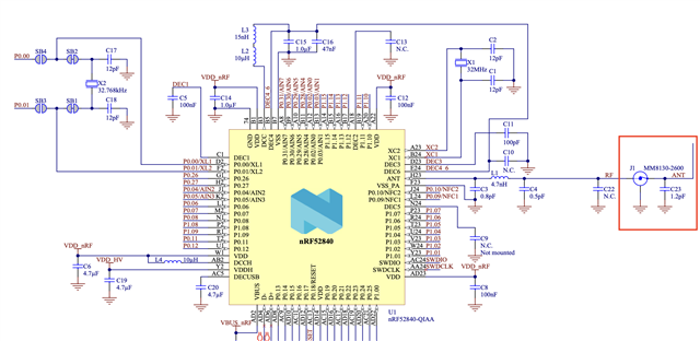 How to use a Murata u.FL MM8130 connector to adjust the impedance matching network between the ...