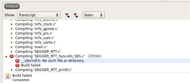 Getting error while building the example program ble_app_blinky_pca10040_s132 from nrf5 sdk 17.1 ...