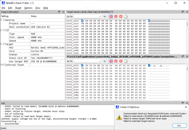 nRF9160dk onboard controller crash - Nordic Q&A - Nordic DevZone - Nordic DevZone