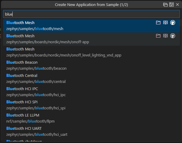 Now I need a Bluetooth example program for NRF5340-CLAA. How should I choose when copying a ...