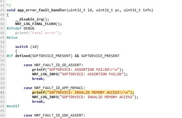 Nrf Fault Id App Memacc Invalid Memory Access In Softdevice Nordic Qanda Nordic Devzone