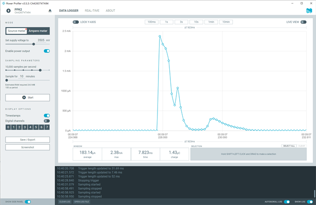 Large current spikes (1Hz) with softdevice enabled - Nordic Q&A - Nordic DevZone - Nordic DevZone