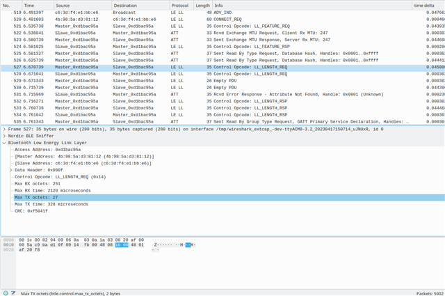 When Using With Linux As Central The Dle Request For Mtu Rx And Tx 251 Bytes Works Both
