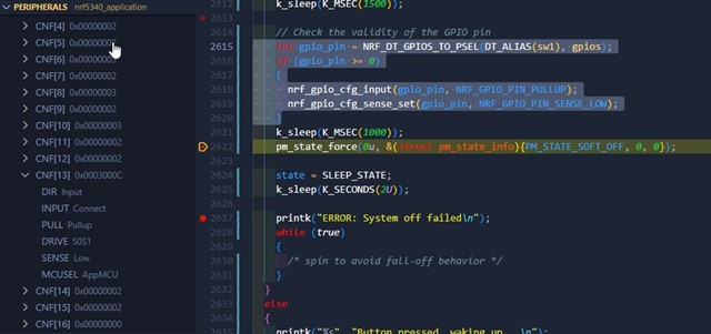 Trying to put nrf5340 to sleep and wake it using one button. - Nordic Q&A - Nordic DevZone ...