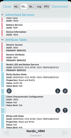 How to read the values for heart rate, battery services from the nRF Connect app? - Nordic Q&A ...