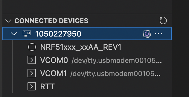 VS Code: NRF52840 DK board showing up as "NRF51xxx_xxAA_REV1" in Connected devices, is this ...