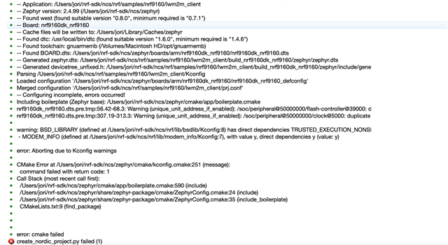 Create Nordic Project Py Failed 1 Error Aborting Due To Kconfig Warnings Nordic Qanda