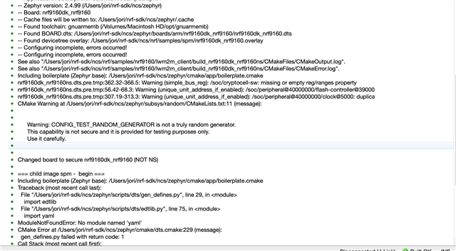 Create Nordic Project Py Failed 1 Error Aborting Due To Kconfig Warnings Nordic Qanda