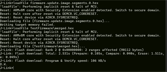Nrf9160 Cannot Flash Modem Firmware Via Jlink Or Pynrfjprog Nordic Qanda Nordic Devzone
