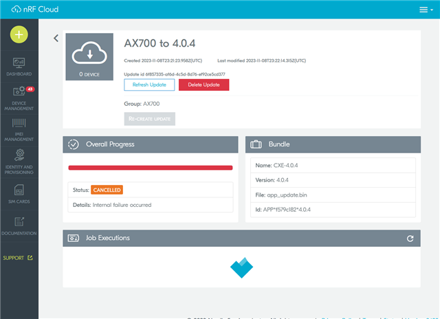 nRF Cloud internal failure whilst deploying FOTA - Nordic Q&A - Nordic DevZone - Nordic DevZone