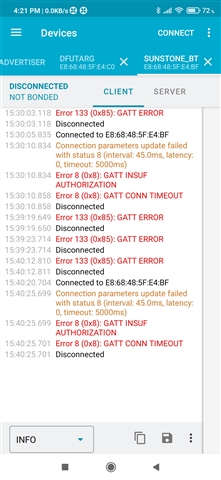 Error 133 (0x85): GATT ERROR - Nordic Q&A - Nordic DevZone - Nordic DevZone