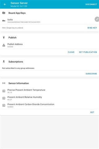 Unable to view Fixed String 24 value from Generic Sensor Server on nRF Mesh App for Android ...