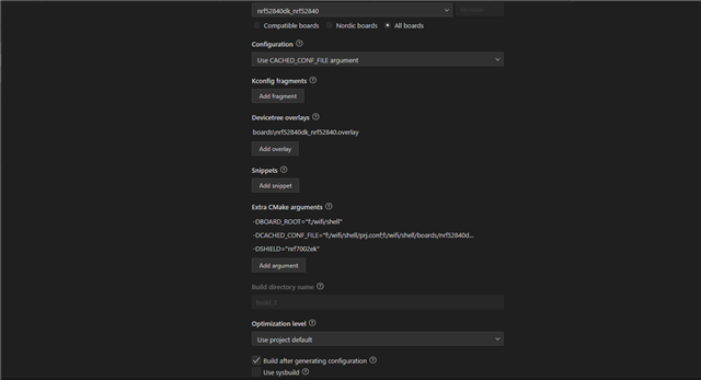 How to configure the wifi/shell example for nrf52840DK and nrf7002EK? - Nordic Q&A - Nordic ...