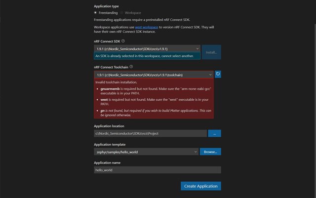 Cant Create Example Application In Vscode Nordic Qanda Nordic Devzone Nordic Devzone
