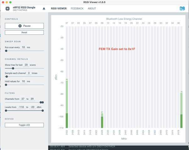 Unable to see TX gain changes with nRF21540 FEM for range extender application - Nordic Q&A ...