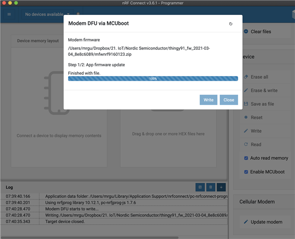 Modem DFU via MCUboot freezes at Step 1/2 (updating firmware). - Nordic Q&A - Nordic DevZone ...
