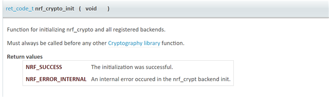 nrf_crypto_rng_vector_generate() returns NRF_ERROR_CRYPTO_CONTEXT_NOT_INITIALIZED - Nordic Q&A ...