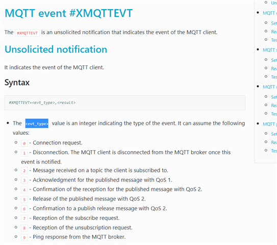 Serial LTE Modem MQTT event #XMQTTEVT result codes - Nordic Q&A - Nordic DevZone - Nordic DevZone