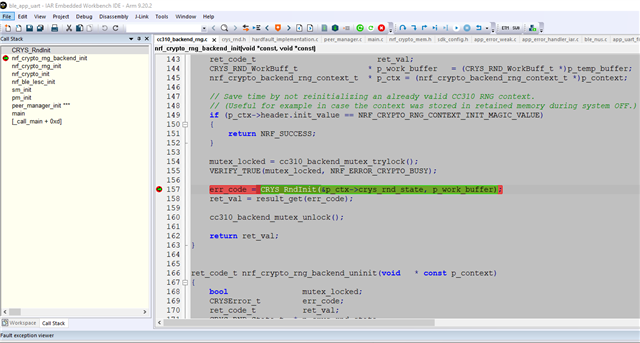 Code Running Exception When Used Crysrndinit Nordic Qanda Nordic Devzone Nordic Devzone