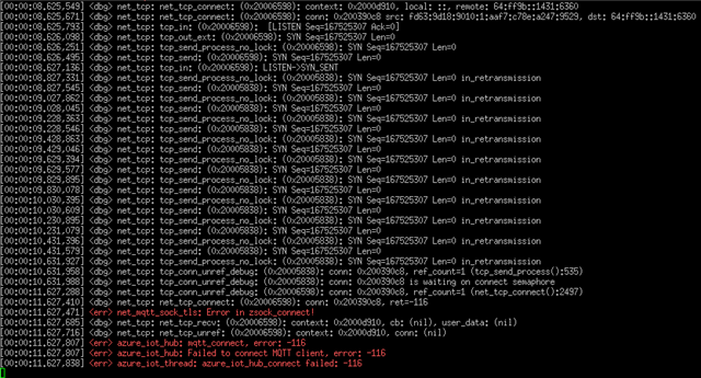 Error -22 in mqtt_connect() - nRF52840dk with Azure IoT Hub using OpenThread and TCP - Nordic Q ...