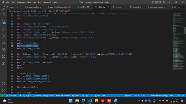 CJSON_CDECL declaration in cJSON.h file in sample asset_tracker_v2 application - Nordic Q&A ...