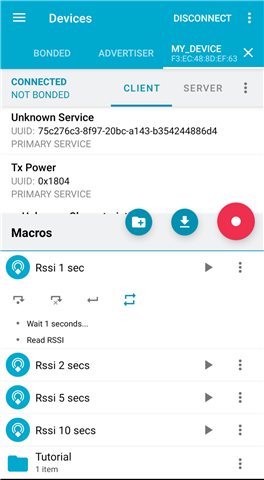 Customised TX Power service not working while running RSSI macro on Android nRF Connect mobile ...