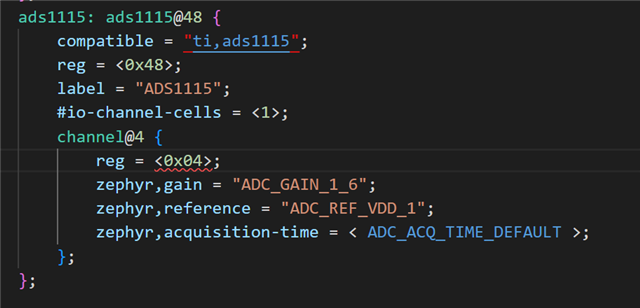 ADC channel configuration in ADS1115 sensor - I2C - Zepyr - Nordic Q&A - Nordic DevZone - Nordic ...
