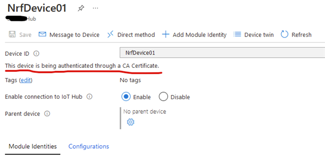 AZURE IoT Hub Demo on nRF9160: Error -111 - Nordic Q&A - Nordic DevZone - Nordic DevZone