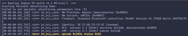 Does 5340 with using nordic controller support periodic adveritising ...